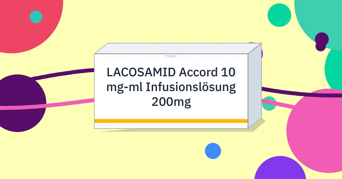 Symbolbild: Packung mit der Aufschrift LACOSAMID Accord 10 mg-ml Infusionslösung 200mg (PZN 17993979) – Verfügbarkeit und Bezug in Apotheken in Frankfurt am Main