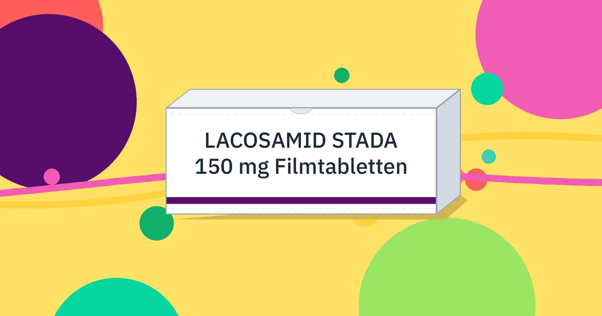 Symbolbild: Packung mit der Aufschrift LACOSAMID STADA 150 mg Filmtabletten (PZN 17273676) – Verfügbarkeit und Bezug in Apotheken in Frankfurt am Main