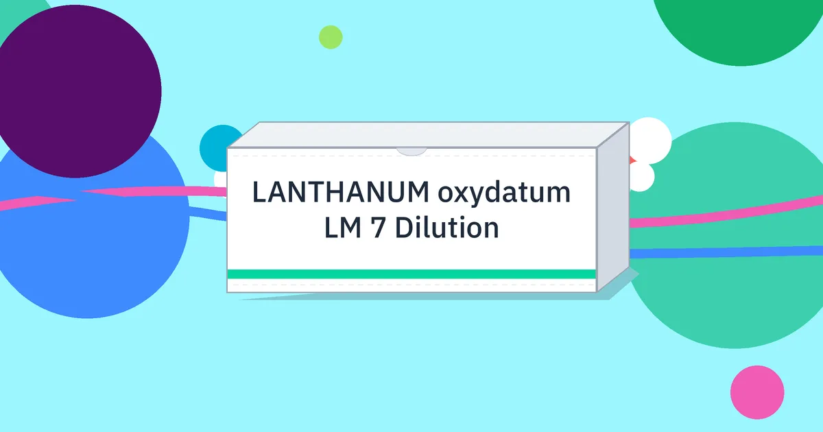 Symbolbild: Packung mit der Aufschrift LANTHANUM oxydatum LM 7 Dilution (PZN 13522154) – Verfügbarkeit und Bezug in Apotheken in Frankfurt am Main