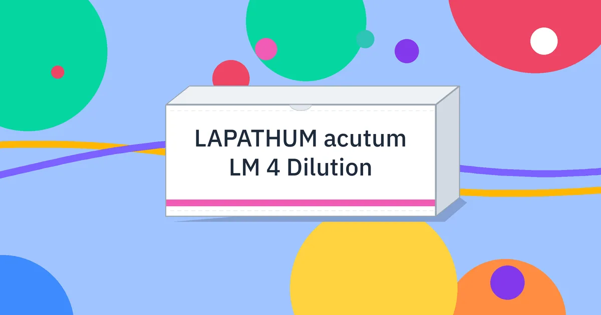 Symbolbild: Packung mit der Aufschrift LAPATHUM acutum LM 4 Dilution (PZN 13522585) – Verfügbarkeit und Bezug in Apotheken in Frankfurt am Main