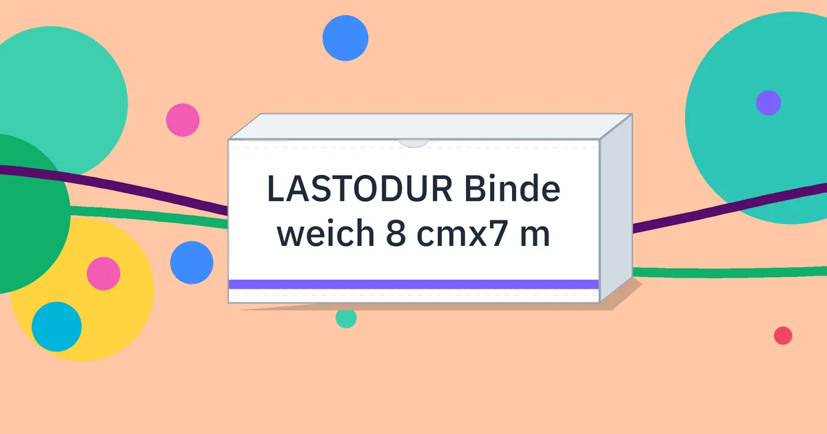 Symbolbild: Packung mit der Aufschrift LASTODUR Binde weich 8 cmx7 m (PZN 00614297) – Verfügbarkeit und Bezug in Apotheken in Frankfurt am Main