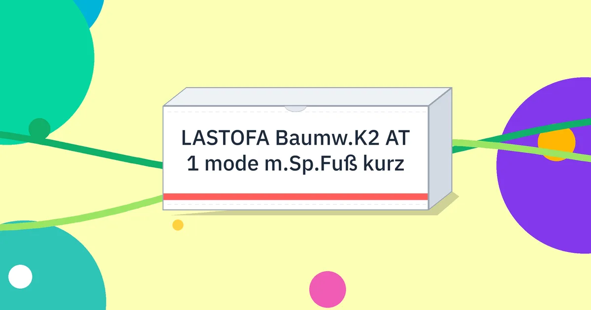 Symbolbild: Packung mit der Aufschrift LASTOFA Baumw.K2 AT 1 mode m.Sp.Fuß kurz (PZN 01950436) – Verfügbarkeit und Bezug in Apotheken in Frankfurt am Main