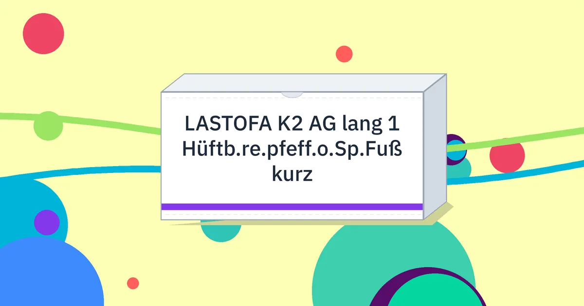 Symbolbild: Packung mit der Aufschrift LASTOFA K2 AG lang 1 Hüftb.re.pfeff.o.Sp.Fuß kurz (PZN 13810663) – Verfügbarkeit und Bezug in Apotheken in Frankfurt am Main
