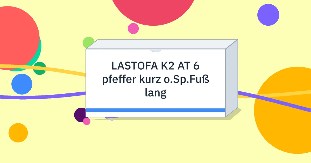 Symbolbild: Packung mit der Aufschrift LASTOFA K2 AT 6 pfeffer kurz o.Sp.Fuß lang (PZN 14152038) – Verfügbarkeit und Bezug in Apotheken in Frankfurt am Main