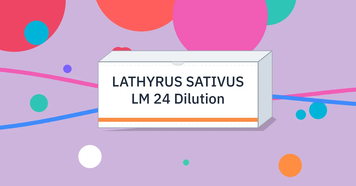 Symbolbild: Packung mit der Aufschrift LATHYRUS SATIVUS LM 24 Dilution (PZN 13523739) – Verfügbarkeit und Bezug in Apotheken in Frankfurt am Main