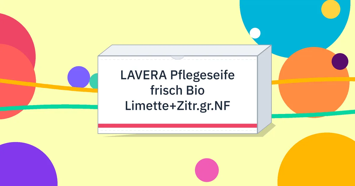 Symbolbild: Packung mit der Aufschrift LAVERA Pflegeseife frisch Bio Limette+Zitr.gr.NF (PZN 16201404) – Verfügbarkeit und Bezug in Apotheken in Frankfurt am Main