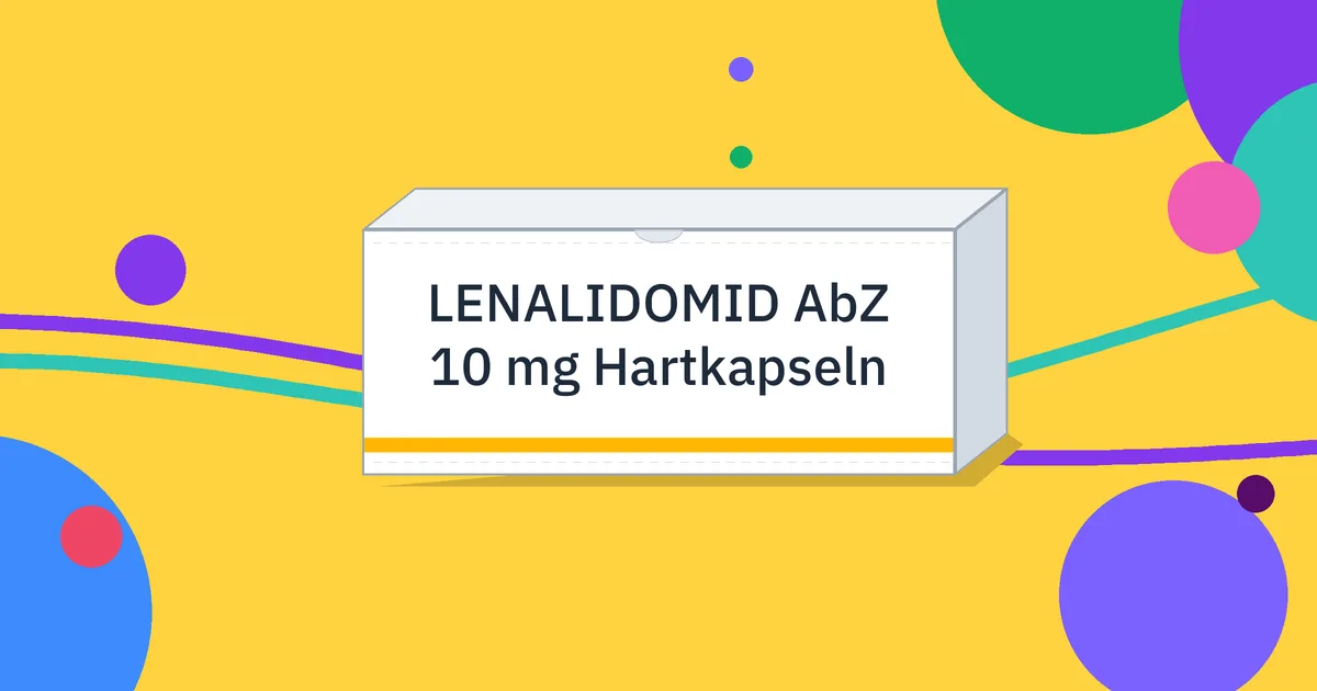Symbolbild: Packung mit der Aufschrift LENALIDOMID AbZ 10 mg Hartkapseln (PZN 17216773) – Verfügbarkeit und Bezug in Apotheken in Frankfurt am Main