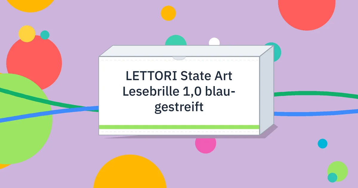 Symbolbild: Packung mit der Aufschrift LETTORI State Art Lesebrille 1,0 blau-gestreift (PZN 11056268) – Verfügbarkeit und Bezug in Apotheken in Frankfurt am Main