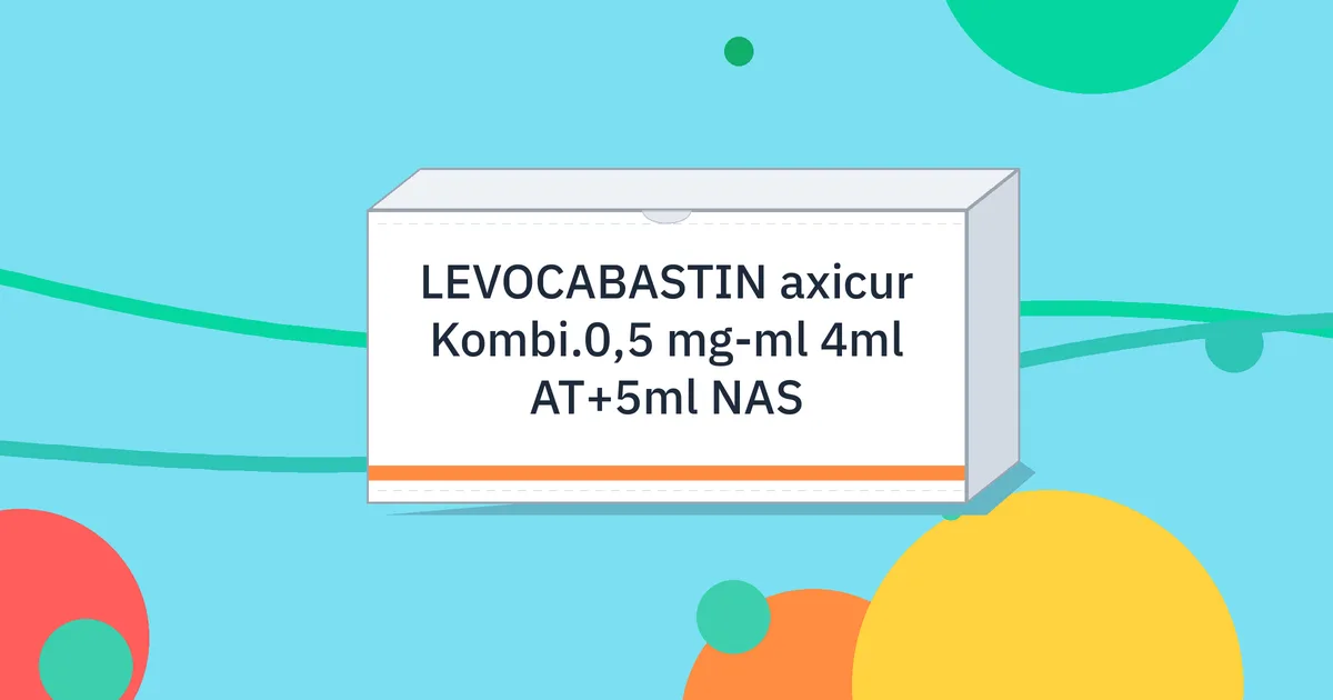 Symbolbild: Packung mit der Aufschrift LEVOCABASTIN axicur Kombi.0,5 mg-ml 4ml AT+5ml NAS (PZN 20050661) – Verfügbarkeit und Bezug in Apotheken in Frankfurt am Main