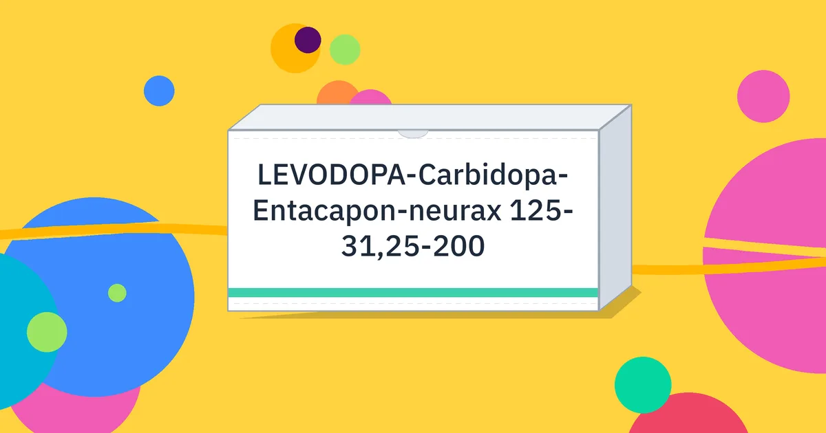 Symbolbild: Packung mit der Aufschrift LEVODOPA-Carbidopa-Entacapon-neurax 125-31,25-200 (PZN 10303210) – Verfügbarkeit und Bezug in Apotheken in Frankfurt am Main