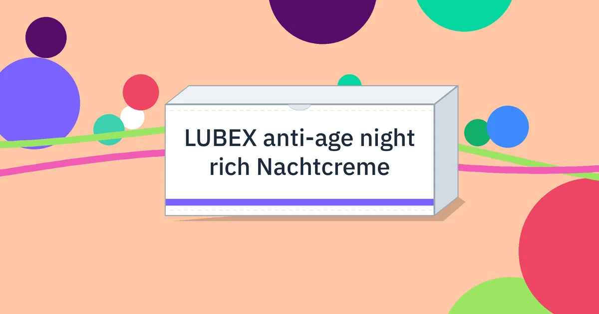 Symbolbild: Packung mit der Aufschrift LUBEX anti-age night rich Nachtcreme (PZN 16156804) – Verfügbarkeit und Bezug in Apotheken in Frankfurt am Main