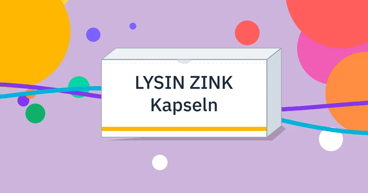 Symbolbild: Packung mit der Aufschrift LYSIN ZINK Kapseln (PZN 16044318) – Verfügbarkeit und Bezug in Apotheken in Frankfurt am Main