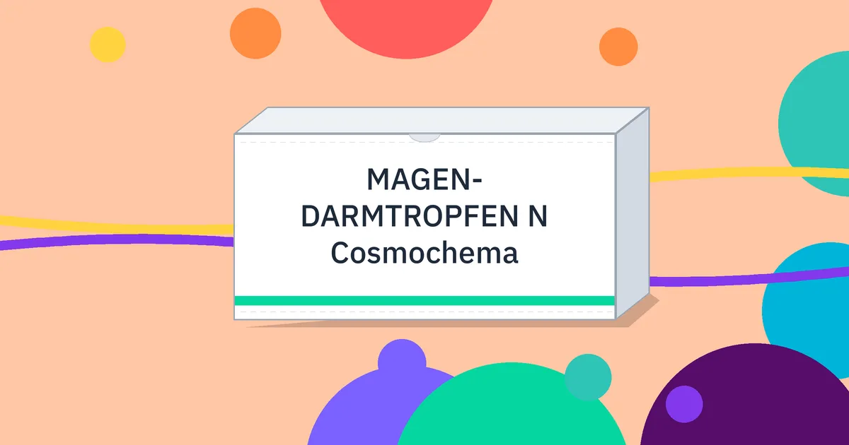 Symbolbild: Packung mit der Aufschrift MAGEN-DARMTROPFEN N Cosmochema (PZN 03915036) – Verfügbarkeit und Bezug in Apotheken in Frankfurt am Main
