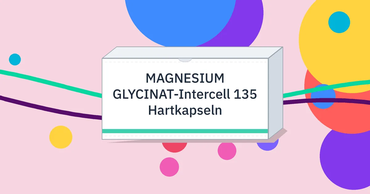 Symbolbild: Packung mit der Aufschrift MAGNESIUM GLYCINAT-Intercell 135 Hartkapseln (PZN 20366683) – Verfügbarkeit und Bezug in Apotheken in Frankfurt am Main