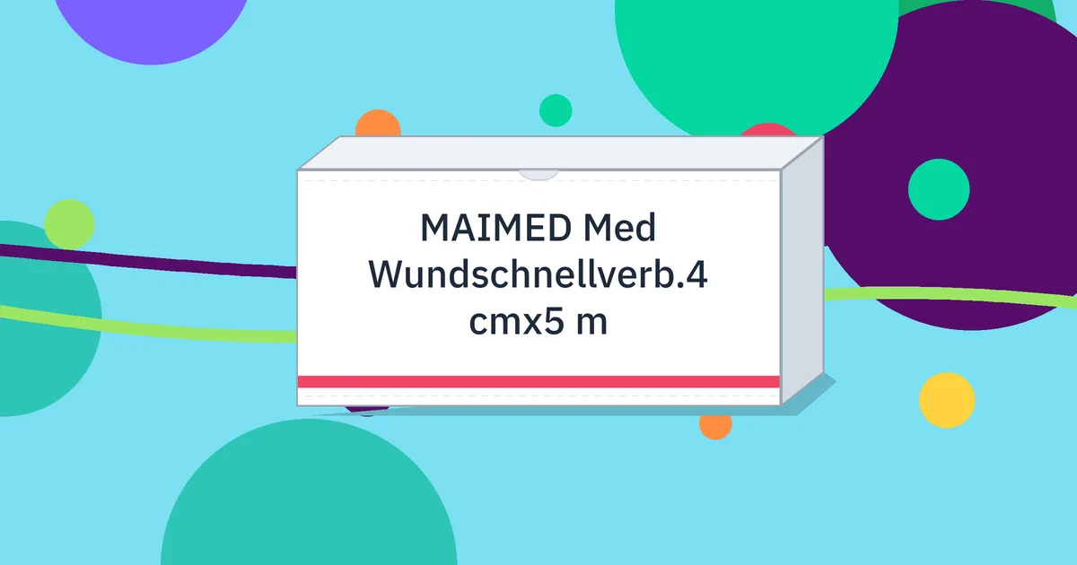 Symbolbild: Packung mit der Aufschrift MAIMED Med Wundschnellverb.4 cmx5 m (PZN 04002964) – Verfügbarkeit und Bezug in Apotheken in Frankfurt am Main