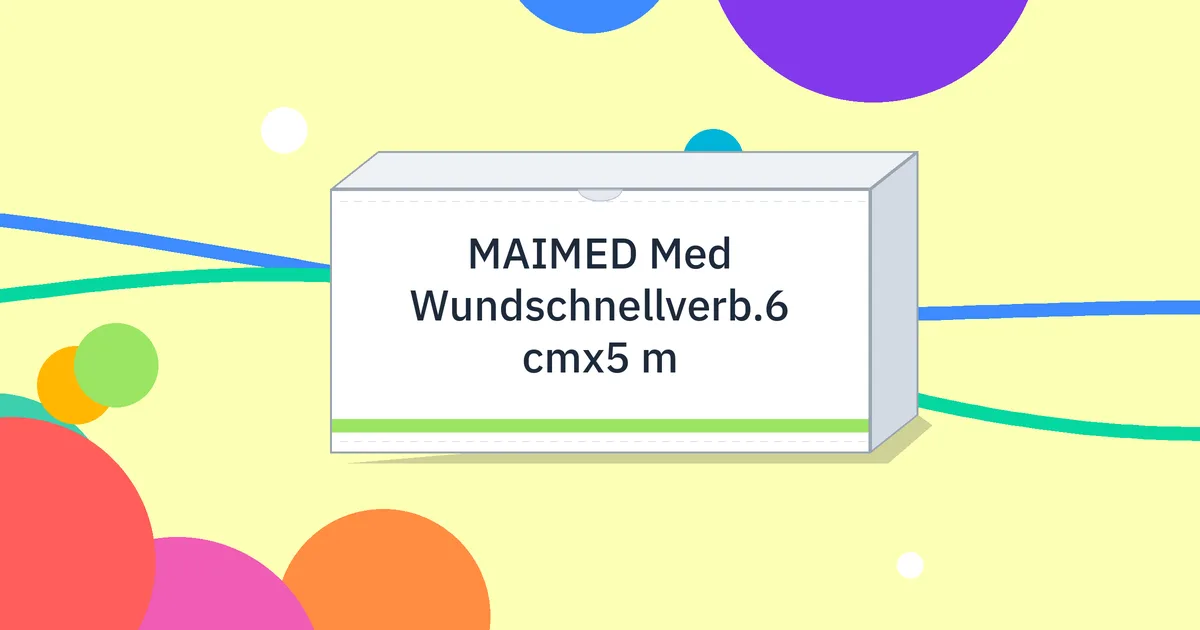 Symbolbild: Packung mit der Aufschrift MAIMED Med Wundschnellverb.6 cmx5 m (PZN 04002970) – Verfügbarkeit und Bezug in Apotheken in Frankfurt am Main