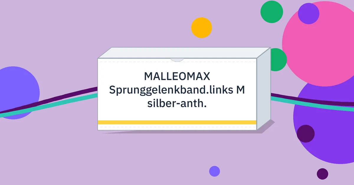 Symbolbild: Packung mit der Aufschrift MALLEOMAX Sprunggelenkband.links M silber-anth. (PZN 11097764) – Verfügbarkeit und Bezug in Apotheken in Frankfurt am Main