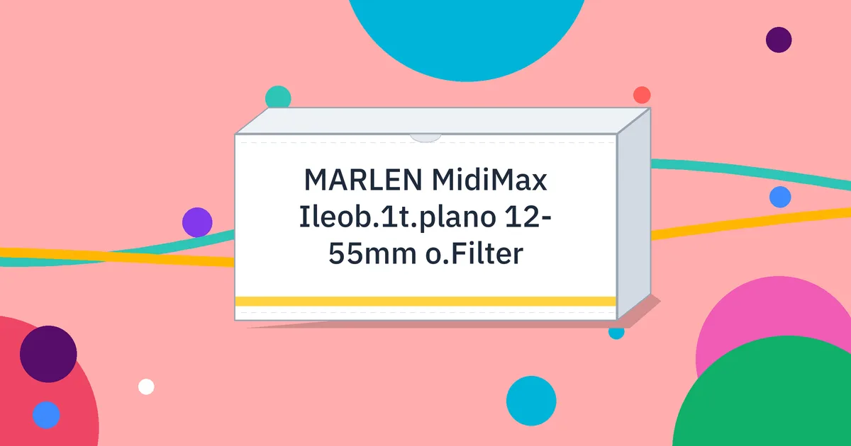 Symbolbild: Packung mit der Aufschrift MARLEN MidiMax Ileob.1t.plano 12-55mm o.Filter (PZN 16658368) – Verfügbarkeit und Bezug in Apotheken in Frankfurt am Main