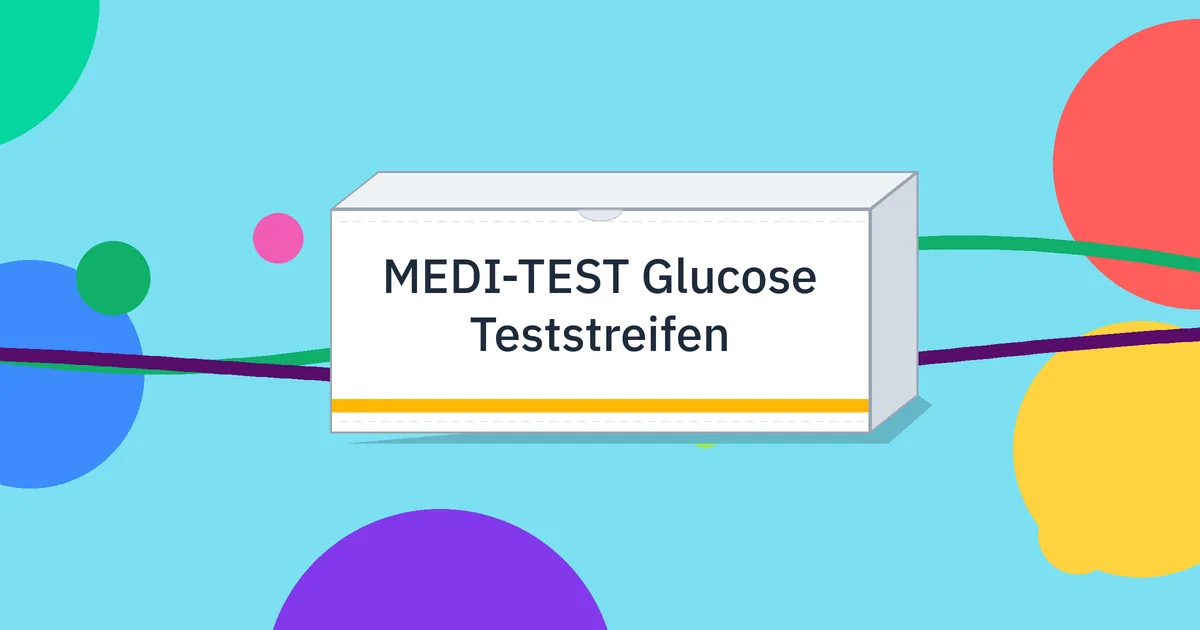 Symbolbild: Packung mit der Aufschrift MEDI-TEST Glucose Teststreifen (PZN 03350261) – Verfügbarkeit und Bezug in Apotheken in Frankfurt am Main