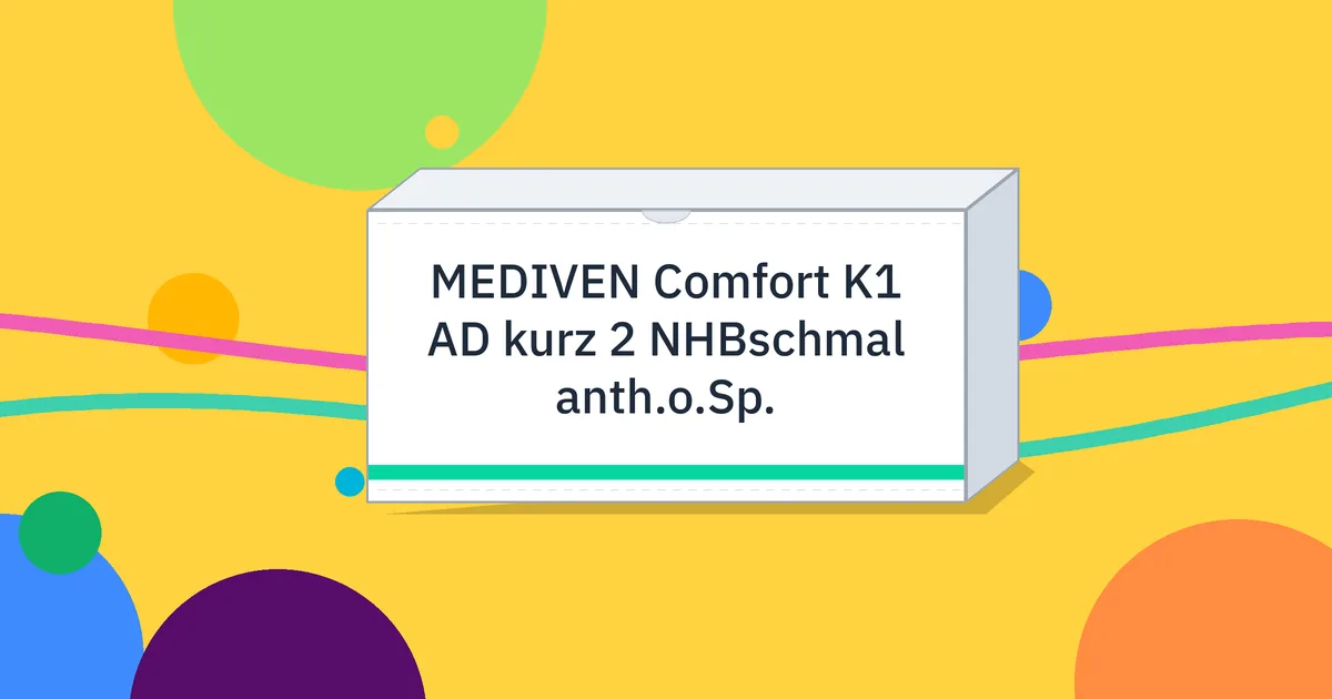 Symbolbild: Packung mit der Aufschrift MEDIVEN Comfort K1 AD kurz 2 NHBschmal anth.o.Sp. (PZN 14557284) – Verfügbarkeit und Bezug in Apotheken in Frankfurt am Main