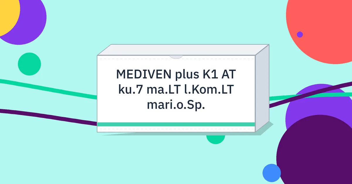 Symbolbild: Packung mit der Aufschrift MEDIVEN plus K1 AT ku.7 ma.LT l.Kom.LT mari.o.Sp. (PZN 15071276) – Verfügbarkeit und Bezug in Apotheken in Frankfurt am Main