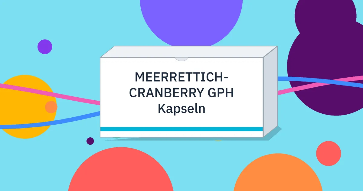 Symbolbild: Packung mit der Aufschrift MEERRETTICH-CRANBERRY GPH Kapseln (PZN 10265001) – Verfügbarkeit und Bezug in Apotheken in Frankfurt am Main