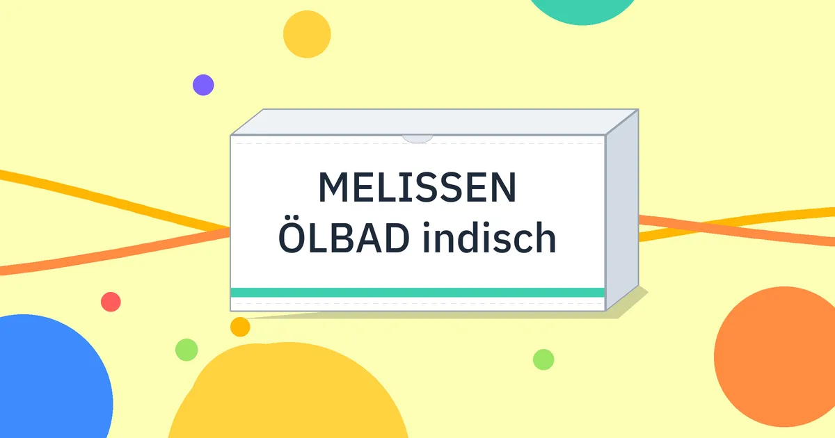 Symbolbild: Packung mit der Aufschrift MELISSEN ÖLBAD indisch (PZN 01268302) – Verfügbarkeit und Bezug in Apotheken in Frankfurt am Main
