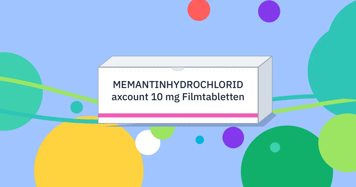 Symbolbild: Packung mit der Aufschrift MEMANTINHYDROCHLORID axcount 10 mg Filmtabletten (PZN 11343909) – Verfügbarkeit und Bezug in Apotheken in Frankfurt am Main