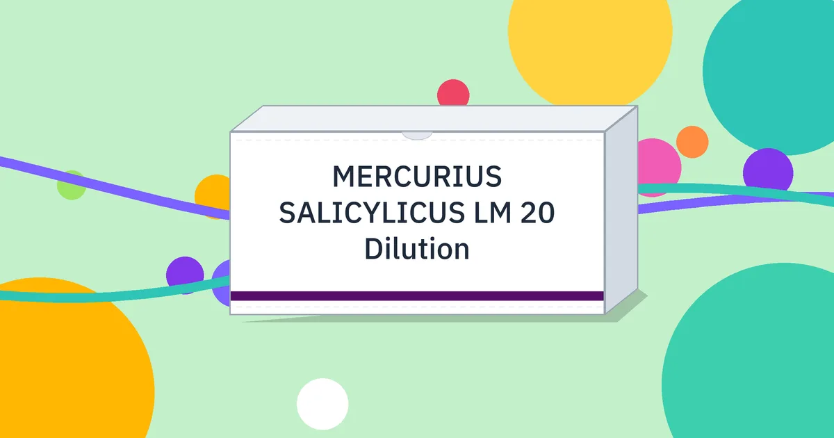 Symbolbild: Packung mit der Aufschrift MERCURIUS SALICYLICUS LM 20 Dilution (PZN 12953722) – Verfügbarkeit und Bezug in Apotheken in Frankfurt am Main