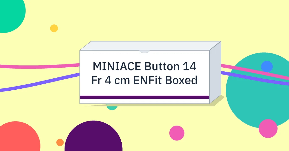 Symbolbild: Packung mit der Aufschrift MINIACE Button 14 Fr 4 cm ENFit Boxed (PZN 16954150) – Verfügbarkeit und Bezug in Apotheken in Frankfurt am Main