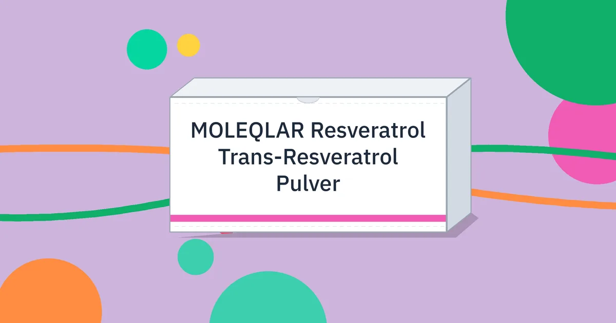 Symbolbild: Packung mit der Aufschrift MOLEQLAR Resveratrol Trans-Resveratrol Pulver (PZN 19790890) – Verfügbarkeit und Bezug in Apotheken in Frankfurt am Main