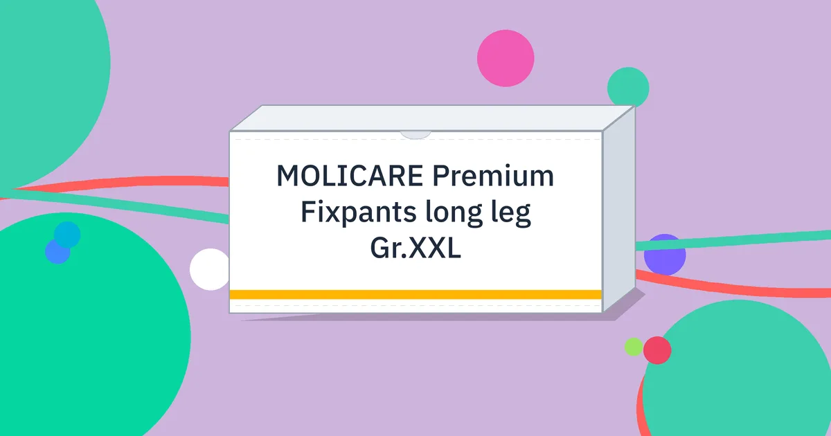 Symbolbild: Packung mit der Aufschrift MOLICARE Premium Fixpants long leg Gr.XXL (PZN 12543906) – Verfügbarkeit und Bezug in Apotheken in Frankfurt am Main