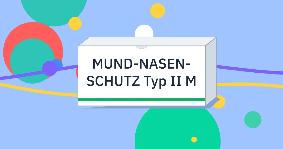 Symbolbild: Packung mit der Aufschrift MUND-NASEN-SCHUTZ Typ II M (PZN 16935922) – Verfügbarkeit und Bezug in Apotheken in Frankfurt am Main