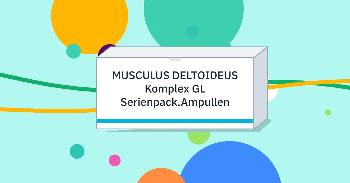 Symbolbild: Packung mit der Aufschrift MUSCULUS DELTOIDEUS Komplex GL Serienpack.Ampullen (PZN 02491031) – Verfügbarkeit und Bezug in Apotheken in Frankfurt am Main