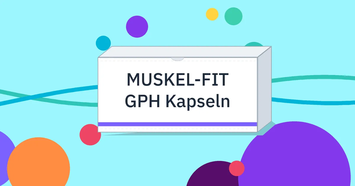 Symbolbild: Packung mit der Aufschrift MUSKEL-FIT GPH Kapseln (PZN 10555035) – Verfügbarkeit und Bezug in Apotheken in Frankfurt am Main