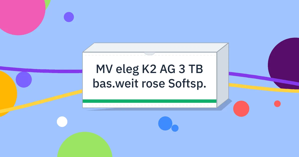 Symbolbild: Packung mit der Aufschrift MV eleg K2 AG 3 TB bas.weit rose Softsp. (PZN 14700600) – Verfügbarkeit und Bezug in Apotheken in Frankfurt am Main