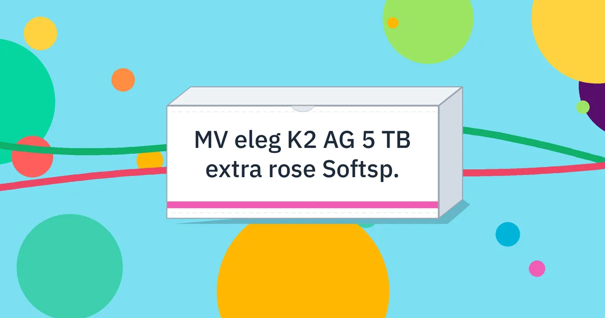 Symbolbild: Packung mit der Aufschrift MV eleg K2 AG 5 TB extra rose Softsp. (PZN 14699334) – Verfügbarkeit und Bezug in Apotheken in Frankfurt am Main