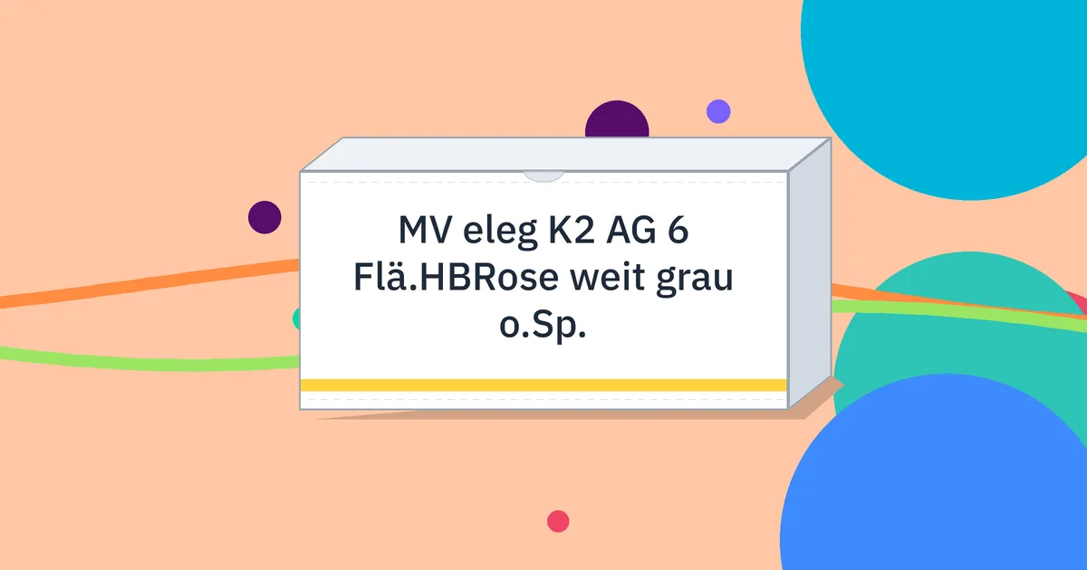 Symbolbild: Packung mit der Aufschrift MV eleg K2 AG 6 Flä.HBRose weit grau o.Sp. (PZN 18929506) – Verfügbarkeit und Bezug in Apotheken in Frankfurt am Main