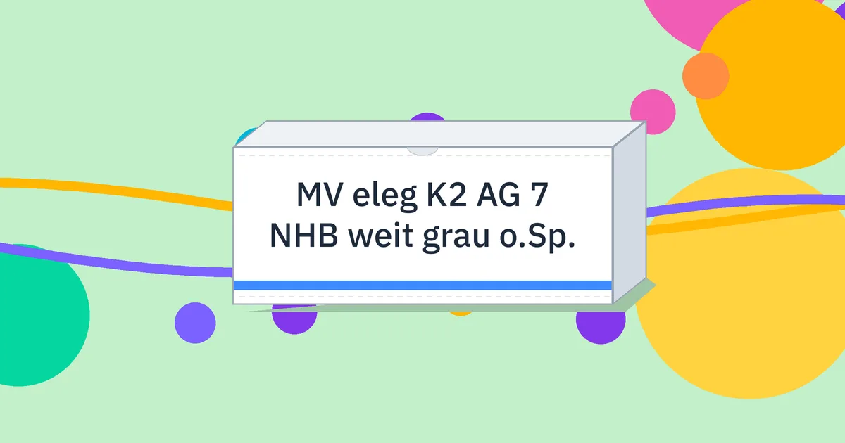 Symbolbild: Packung mit der Aufschrift MV eleg K2 AG 7 NHB weit grau o.Sp. (PZN 18928487) – Verfügbarkeit und Bezug in Apotheken in Frankfurt am Main