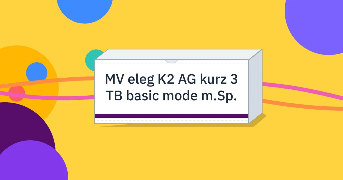 Symbolbild: Packung mit der Aufschrift MV eleg K2 AG kurz 3 TB basic mode m.Sp. (PZN 09880994) – Verfügbarkeit und Bezug in Apotheken in Frankfurt am Main