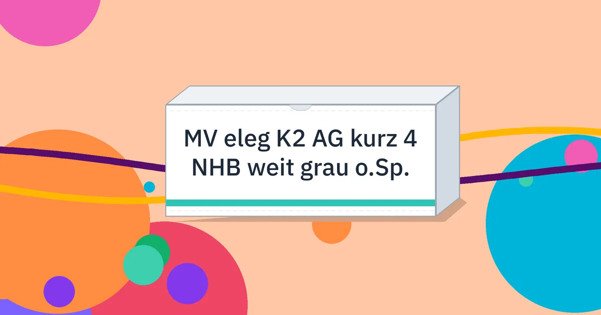 Symbolbild: Packung mit der Aufschrift MV eleg K2 AG kurz 4 NHB weit grau o.Sp. (PZN 18924986) – Verfügbarkeit und Bezug in Apotheken in Frankfurt am Main