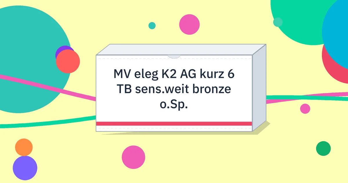 Symbolbild: Packung mit der Aufschrift MV eleg K2 AG kurz 6 TB sens.weit bronze o.Sp. (PZN 14716759) – Verfügbarkeit und Bezug in Apotheken in Frankfurt am Main