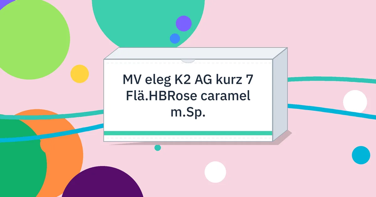 Symbolbild: Packung mit der Aufschrift MV eleg K2 AG kurz 7 Flä.HBRose caramel m.Sp. (PZN 15704830) – Verfügbarkeit und Bezug in Apotheken in Frankfurt am Main