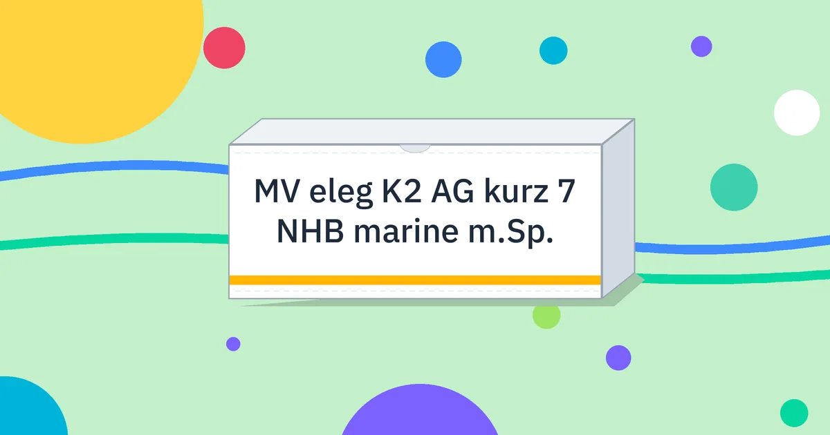 Symbolbild: Packung mit der Aufschrift MV eleg K2 AG kurz 7 NHB marine m.Sp. (PZN 15717175) – Verfügbarkeit und Bezug in Apotheken in Frankfurt am Main