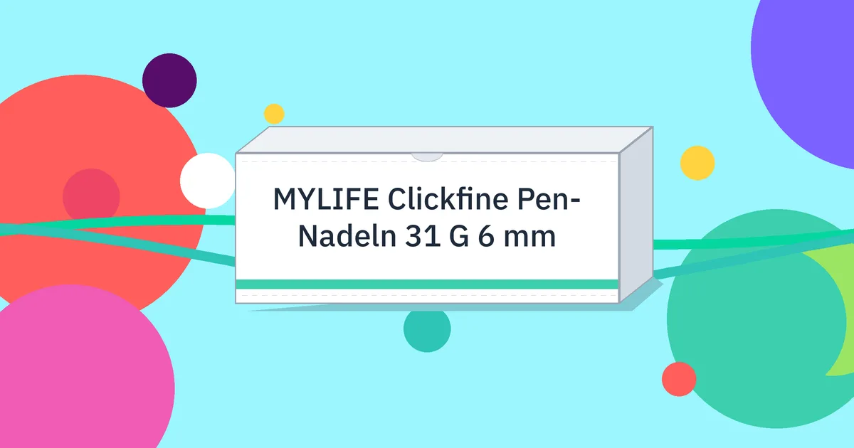 Symbolbild: Packung mit der Aufschrift MYLIFE Clickfine Pen-Nadeln 31 G 6 mm (PZN 10224806) – Verfügbarkeit und Bezug in Apotheken in Frankfurt am Main