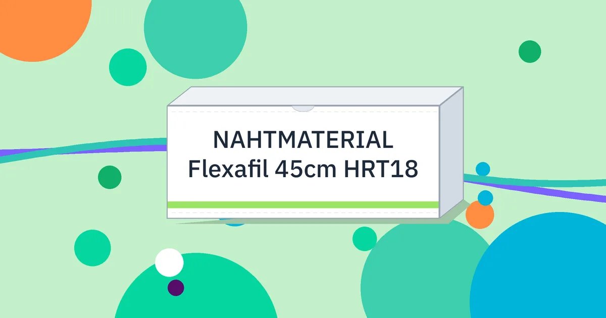 Symbolbild: Packung mit der Aufschrift NAHTMATERIAL Flexafil 45cm HRT18 (PZN 04776944) – Verfügbarkeit und Bezug in Apotheken in Frankfurt am Main