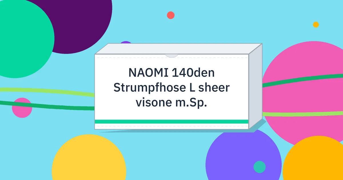 Symbolbild: Packung mit der Aufschrift NAOMI 140den Strumpfhose L sheer visone m.Sp. (PZN 16178013) – Verfügbarkeit und Bezug in Apotheken in Frankfurt am Main