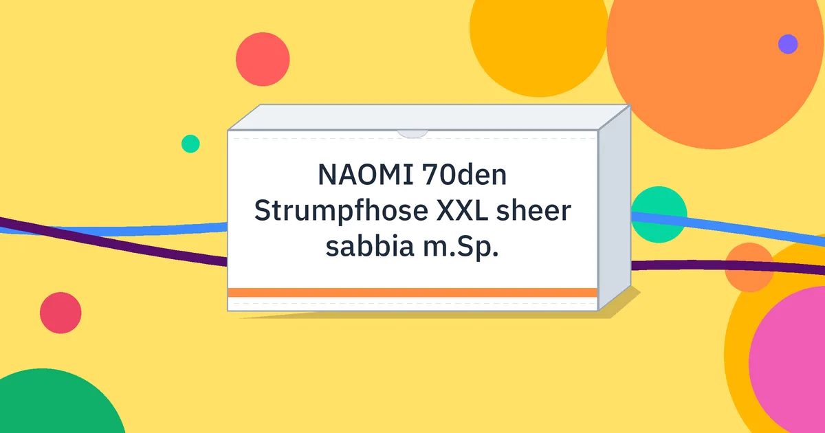 Symbolbild: Packung mit der Aufschrift NAOMI 70den Strumpfhose XXL sheer sabbia m.Sp. (PZN 16179248) – Verfügbarkeit und Bezug in Apotheken in Frankfurt am Main