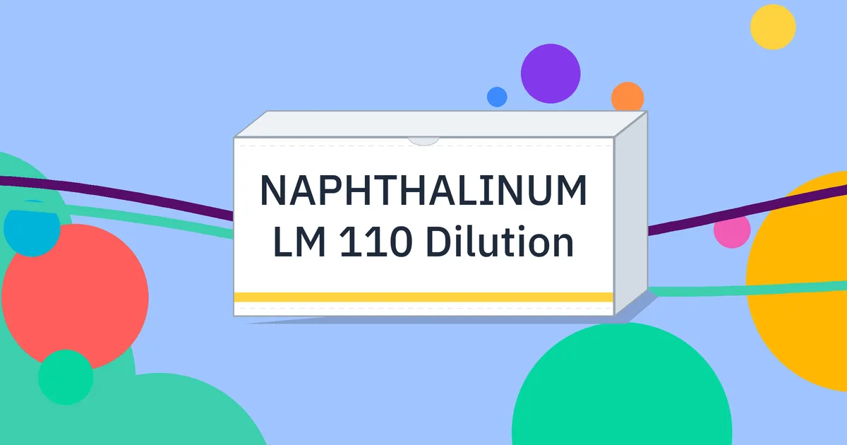 Symbolbild: Packung mit der Aufschrift NAPHTHALINUM LM 110 Dilution (PZN 12958760) – Verfügbarkeit und Bezug in Apotheken in Frankfurt am Main