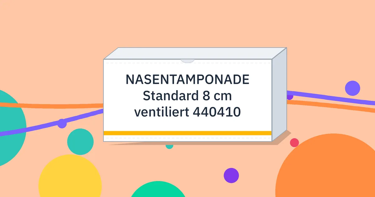 Symbolbild: Packung mit der Aufschrift NASENTAMPONADE Standard 8 cm ventiliert 440410 (PZN 06592390) – Verfügbarkeit und Bezug in Apotheken in Frankfurt am Main